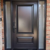 Traditional Red Steel Front Door with Sidelites ☑️ Luma