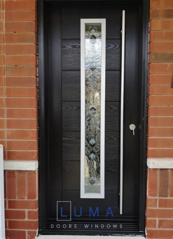 Modern Fiberglass Door with Centered Glass Insert ☑️ Shop Entry Doors