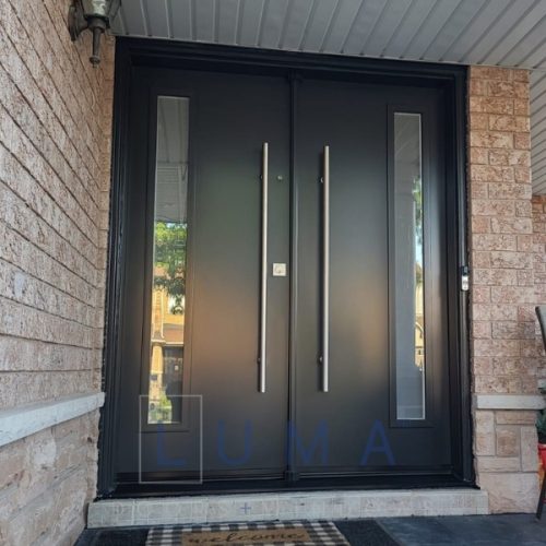 Upgrading to a Grey/ Beige Steel Double Door with Glass Inserts