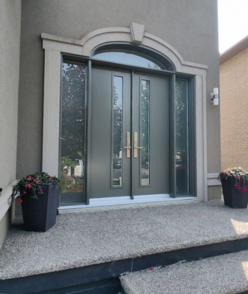 Upgrading to a Grey/ Beige Steel Double Door with Glass Inserts