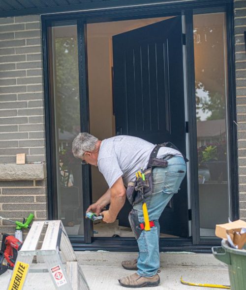 Installing Black Front Door With Twin Sidelites | Luma Doors + Windows