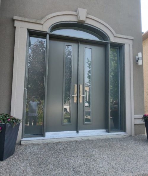 Upgrading to a Grey/ Beige Steel Double Door with Glass Inserts