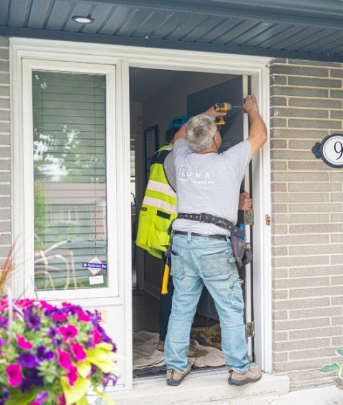 Installing Black Front Door With Twin Sidelites | Luma Doors + Windows