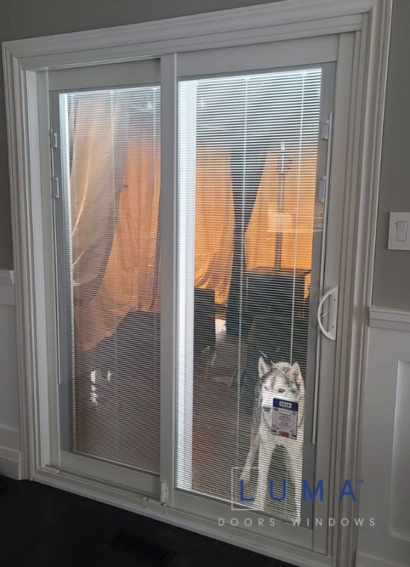 Products | White Patio Sliding Door w/ Built-In Blinds ☑️ LUMA Doors