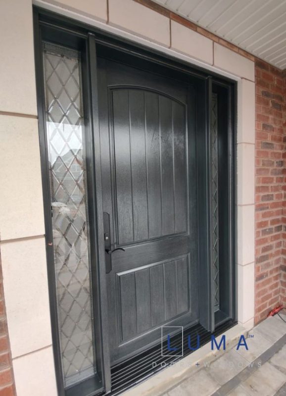 Product | Traditional Fiberglass Door with Decorative Glass Sidelites